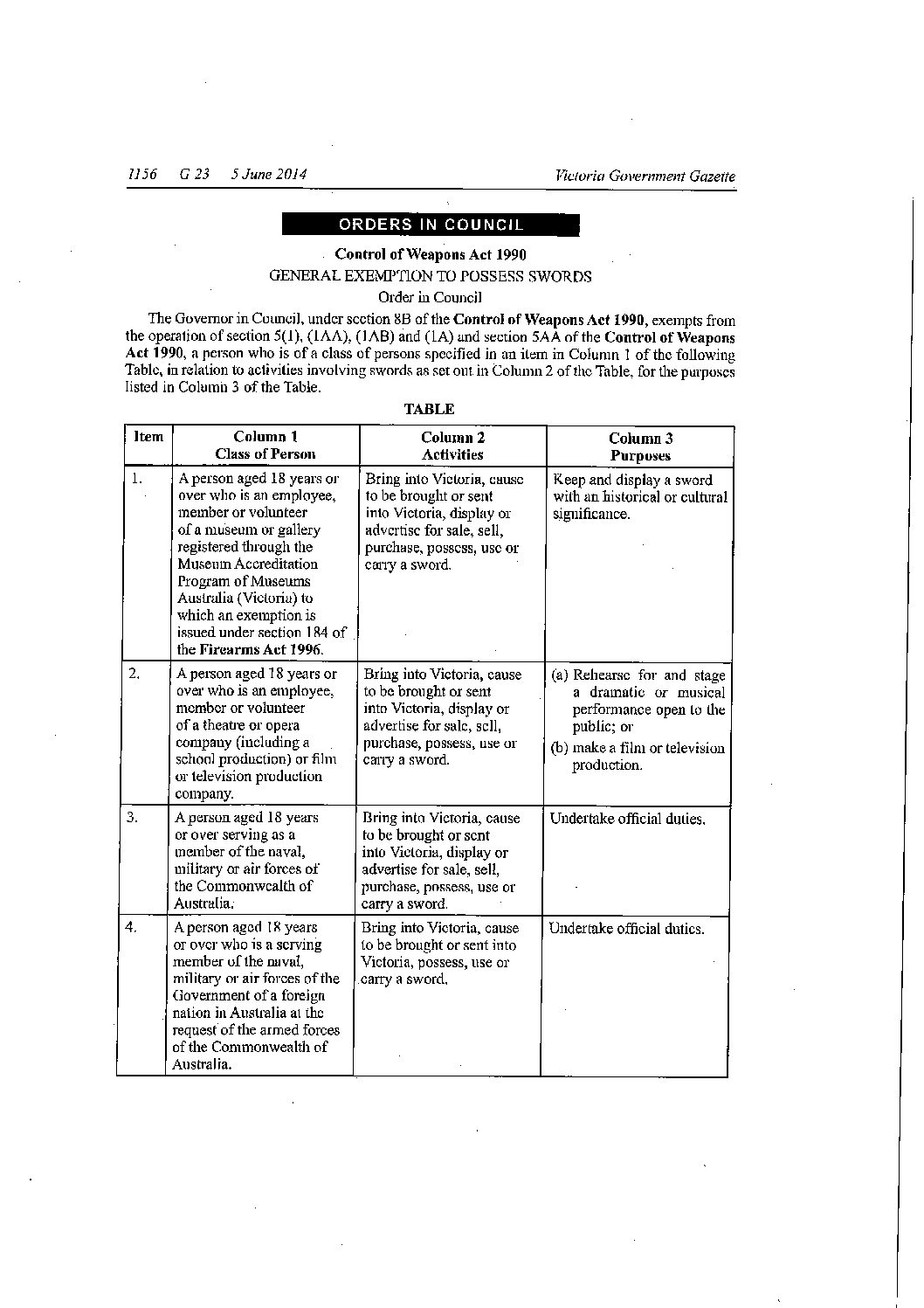 Weapons Order – Gen Order Swords 5Jun14 db(1) | Scholar Victoria ...